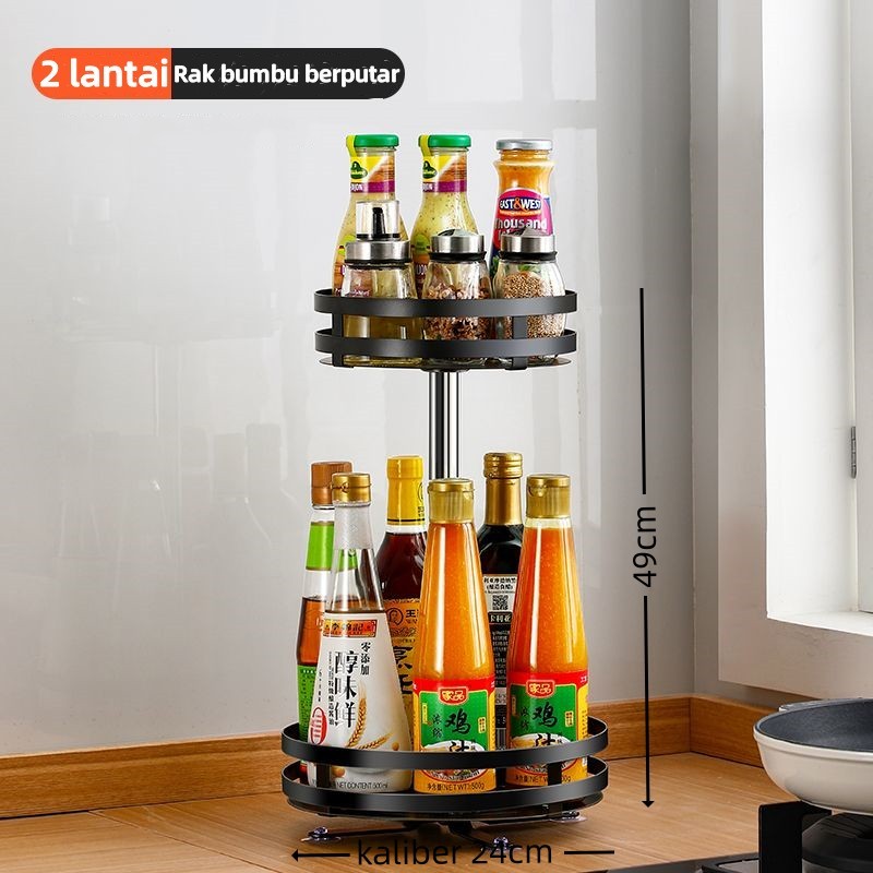 Jual Rak Bumbu Berputar 360 Derajat Dapur Di Bawah Wastafel Rak Panci ...