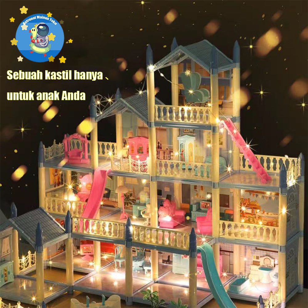 Jual Princess Kastil Mainan Rumah Rumahan dengan Lampu dan Boneka ...
