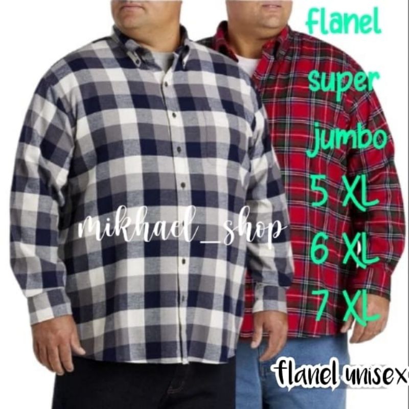 Jual Kemeja Flannel Pria Jumbo 5XL-6XL-7XL Kemeja Flannel Wanita Jumbo Kemeja Flannel Over Size ...