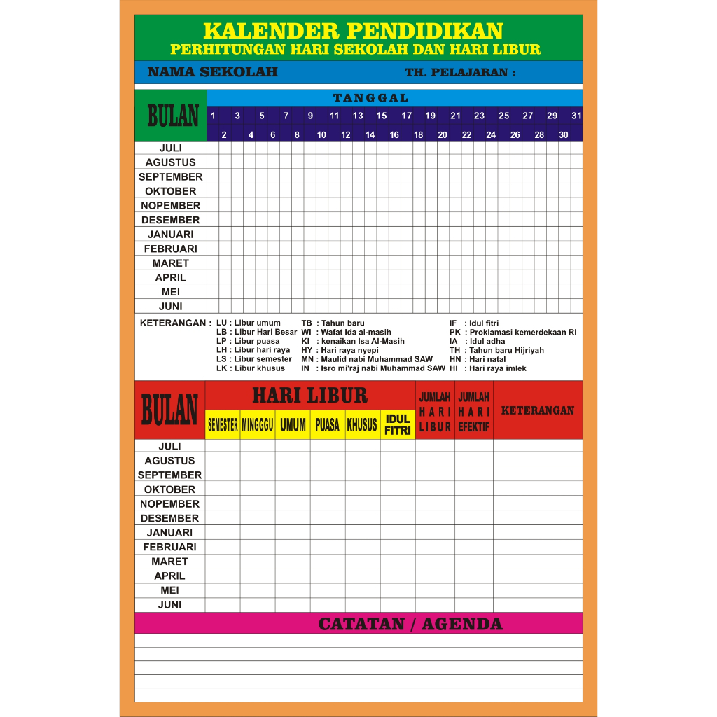 Jual Banner Papan Data Kalender Pendidikan | Banner Kaldik | Shopee ...