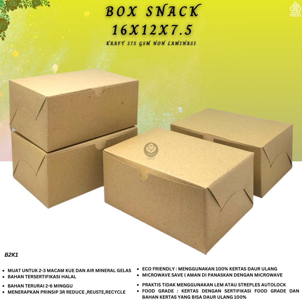 Jual Box Snack Dus Roti Snack Box 16x12 (B2K1-Non Laminasi) | Shopee ...
