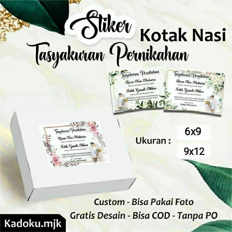 Jual STIKER TASYAKURAN PERNIKAHAN KOTAK NASI / BOX MAKANAN CUSTOM BISA ...