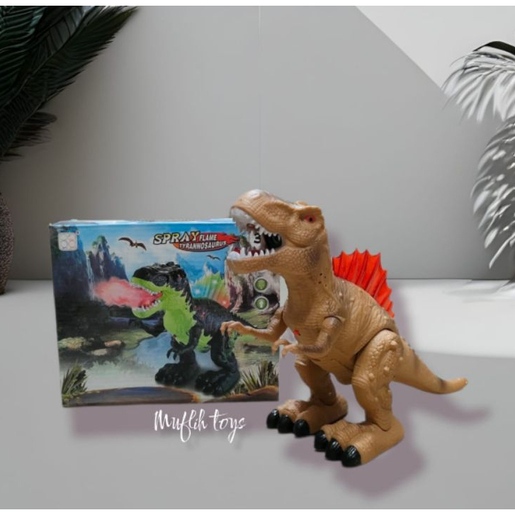 Jual Mainan Figurine Robot T-Rex Dinosaurus Music Flash Spray Flame ...