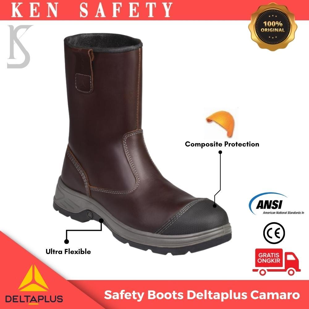 Jual Sepatu Kerja Safety Boots Kulit Asli Ujung Besi Deltaplus Camaro ...