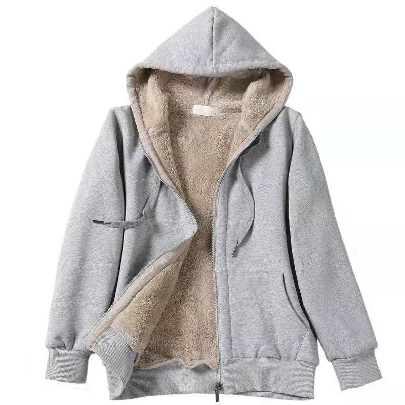 Jual Hoodie Zipper bulu Tebal Dan Hangat, Jaket Sherpa Hoodie Musim ...