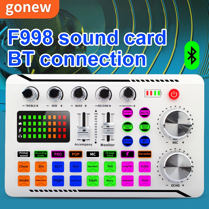Jual Gonew【COD】F998/S9 White soundcard+M998 white Microphone paket ...