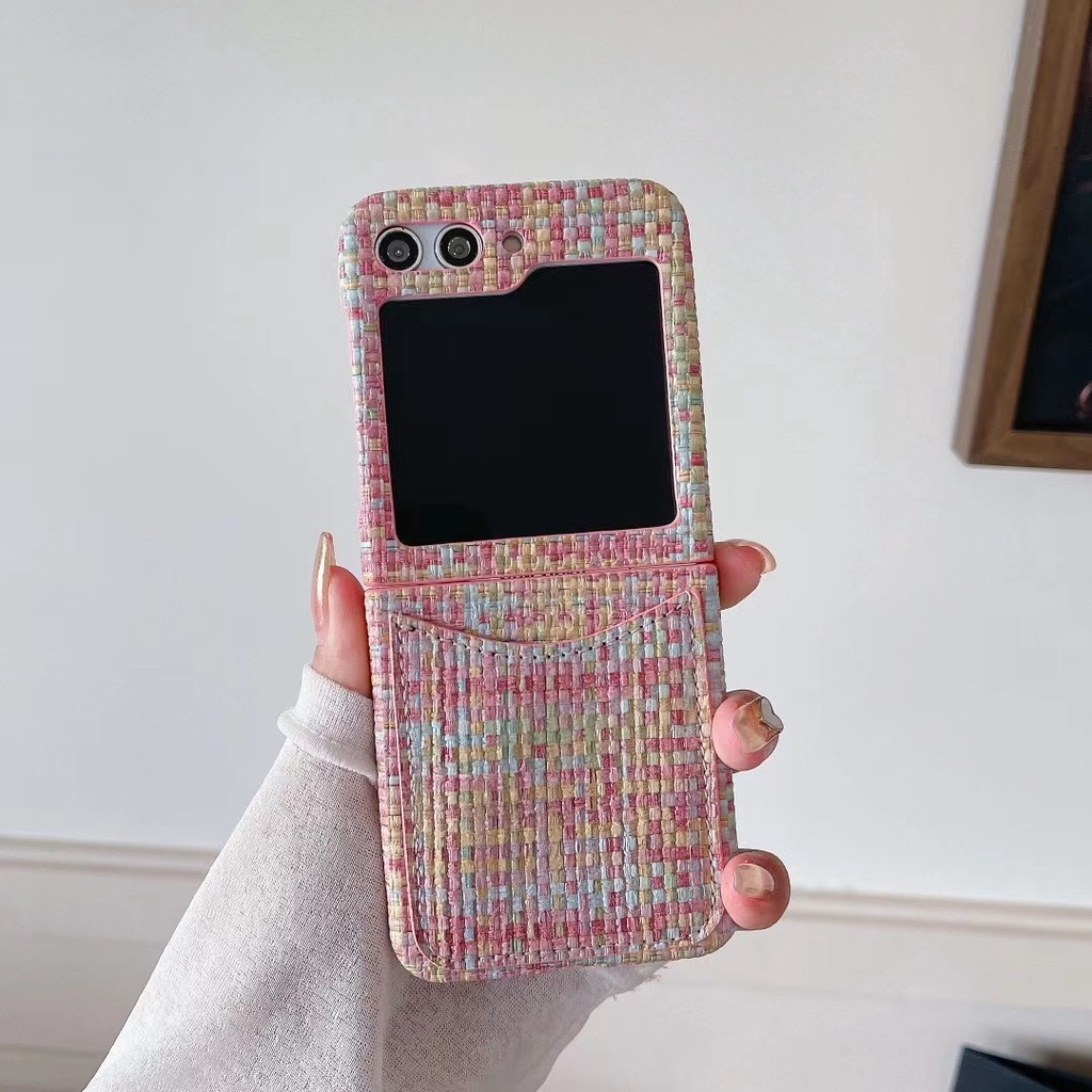 Jual Luxury Big Brand weave Phone Case For Samsung Galaxy Z Flip 3 4 5 ...