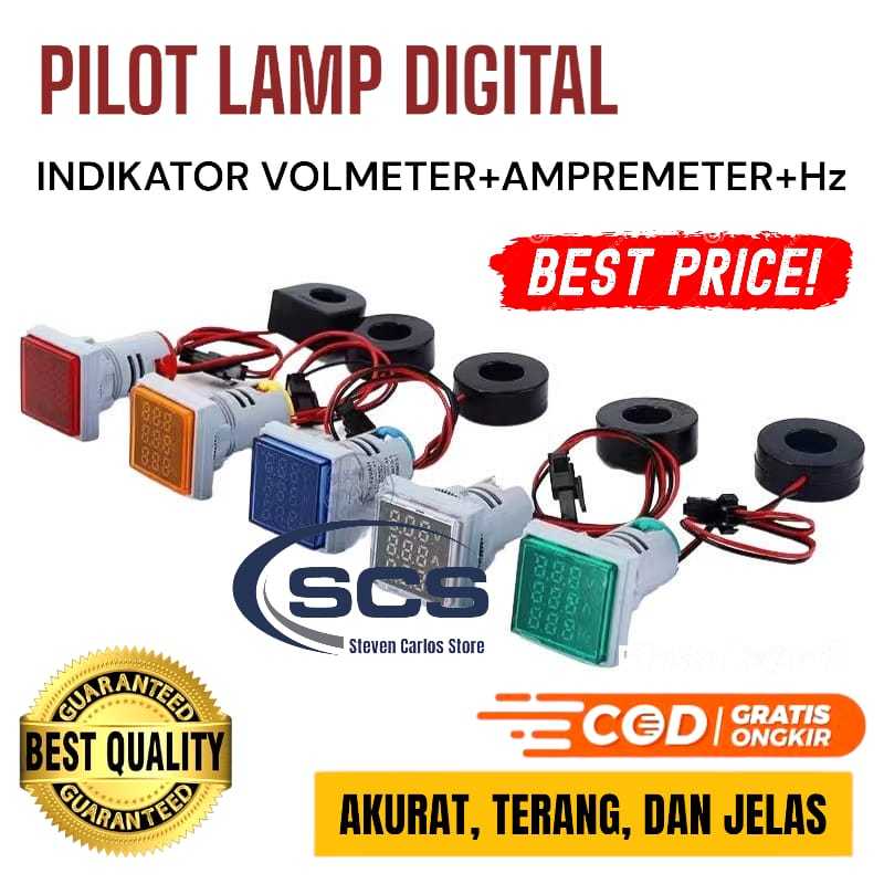 Jual Pilot Lamp Digital Voltmeter+Amperemeter+Hz AD16-22VAH | Shopee ...