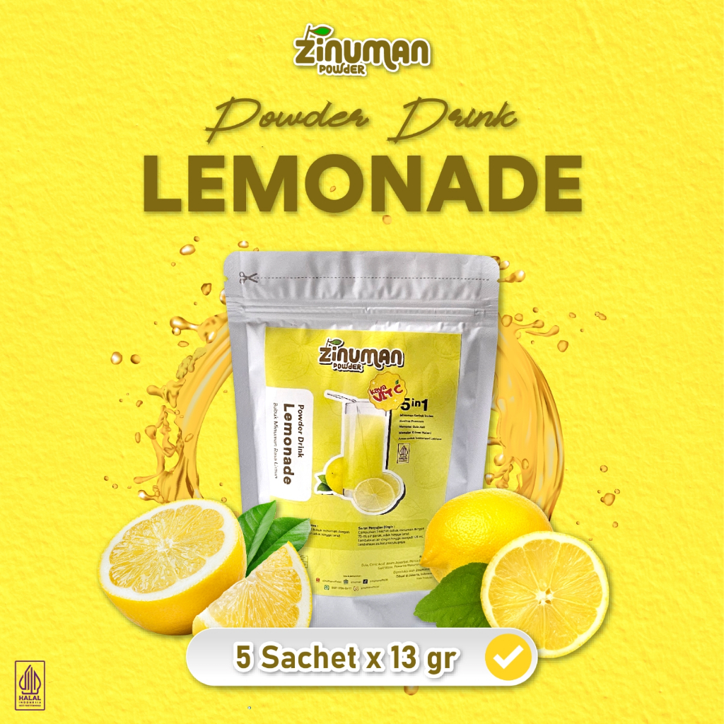 Jual Zinuman Powder Rasa Lemonade Sachet Pack 5s x 13 gr | Shopee Indonesia