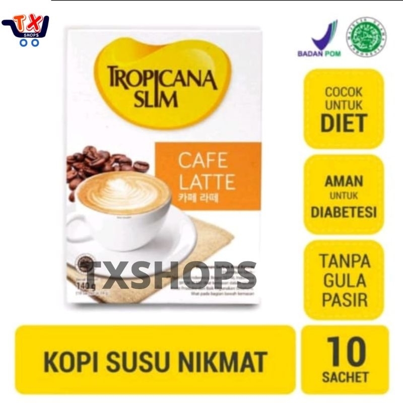 Jual Tropicana Slim Cafe Latte 10 Sachet 14gr 14 gram | Shopee Indonesia