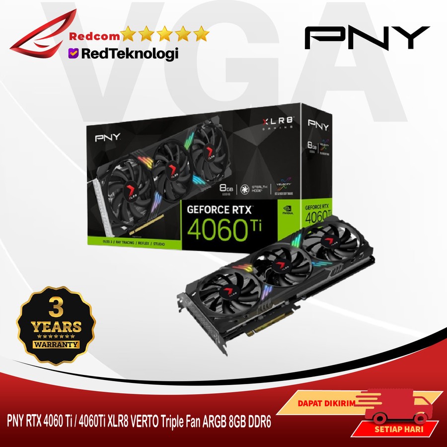 Jual PNY RTX 4060 Ti / 4060Ti XLR8 VERTO Triple Fan ARGB 8GB DDR6 ...