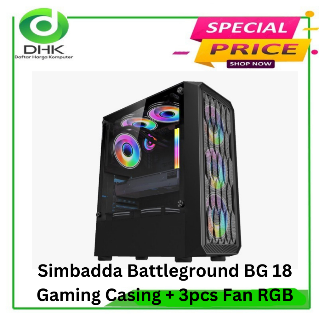 Jual Simbadda Battleground BG 18 Gaming Casing + 3pcs Fan RGB | Shopee ...