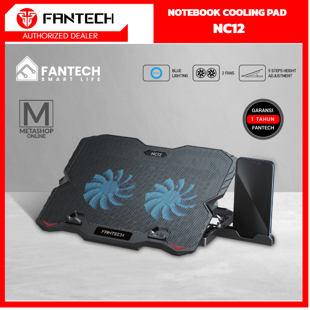 Jual Fantech NC12 Cooling Pad Notebook Laptop Cooler Stand 2 Fan Blue ...