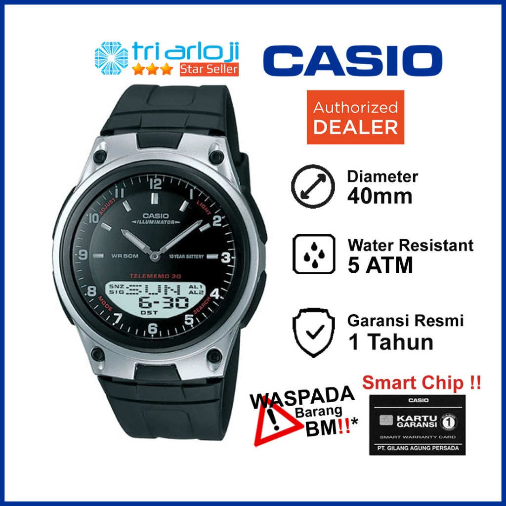 Jual CASIO AW-80-1AVDF Jam Tangan Pria Analog Digital Hitam AW-80-1A ...