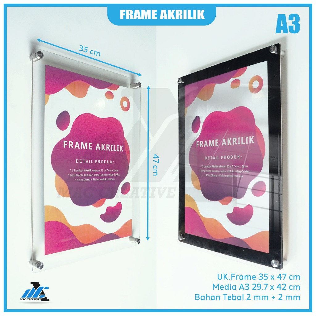 Jual Frame Dinding Akrilik A3 - Bingkai Poster Dinding - Display Menu Acrylic Ukuran A3 | Shopee ...
