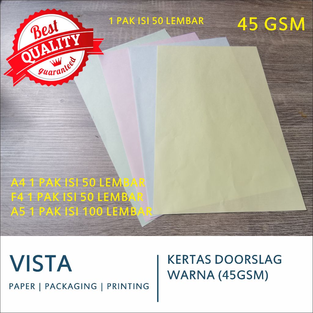 Jual Kertas Doorslag / Duslah Warna F4/A4/A5, 45 Gsm, 45 gram | Shopee ...
