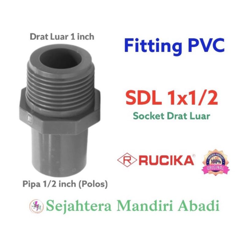 Jual Fitting PVC SDL 1x1/2 Rucika Soket Drat Luar 1 inch x 1/2 inch | Shopee Indonesia