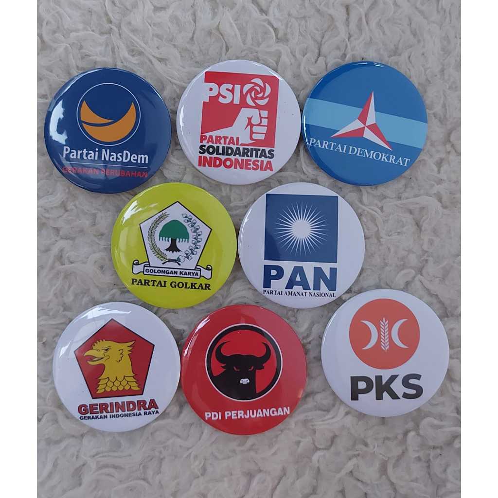 Jual Pin Partai Politik 2024 [4,4/5,8 cm] ready stock/bisa custom ...
