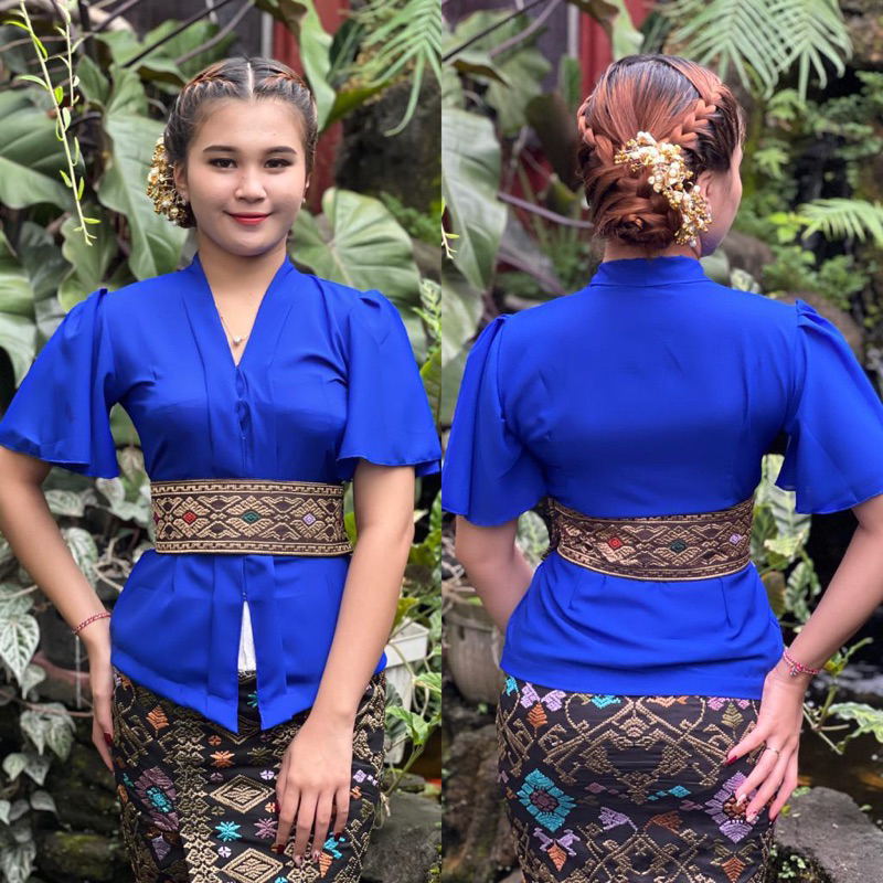 Jual kebaya Kartini lengan rumbai kupu - kebaya polos modern | Shopee ...