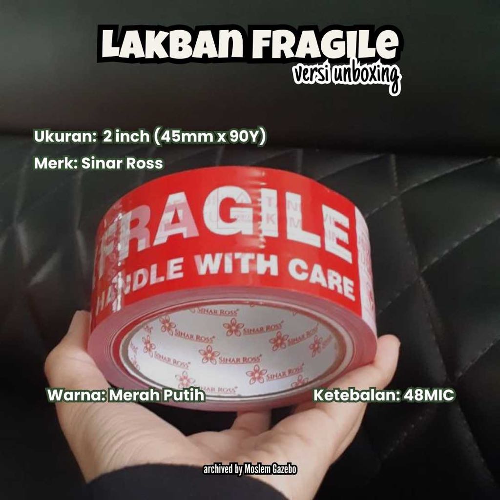 Jual Lakban Fragile Unboxing - Isolasi 2 inch 45mm 90 Yard - Fragile ...