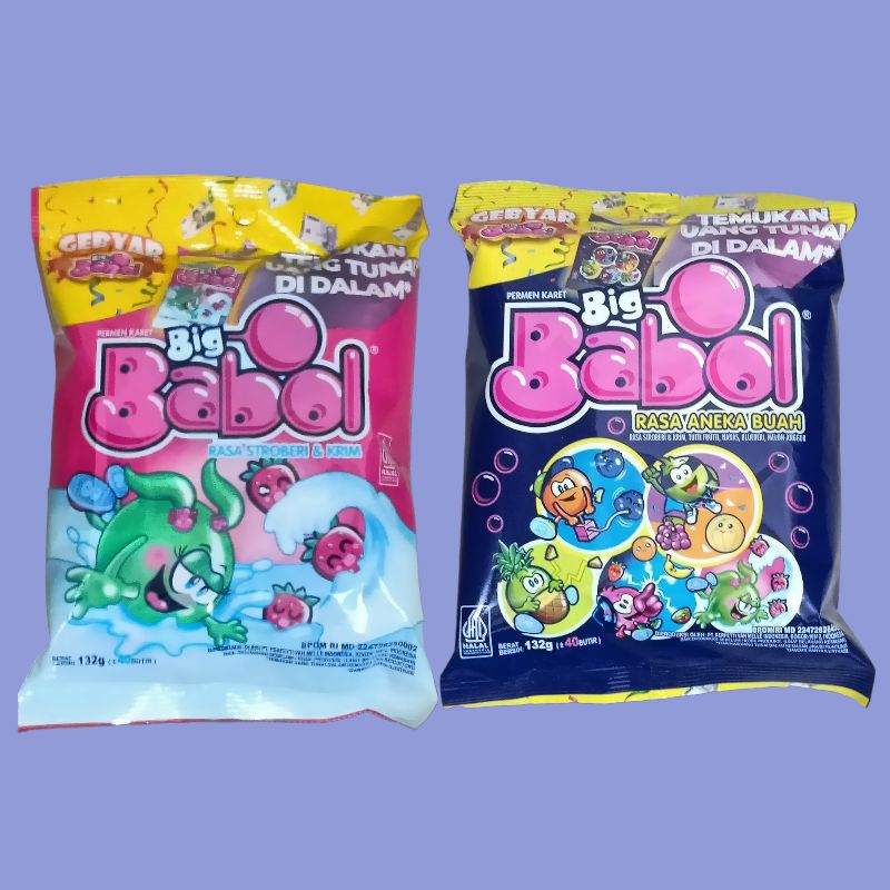 Jual Big Babol Sak Strawberry dan Assorted Permen Karet [40 butir ...