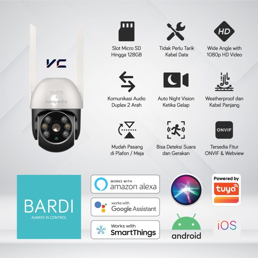 Jual BARDI IP Camera Outdoor PTZ TPD 3MP 310⁰ CCTV Smart IPCAM Wifi ...