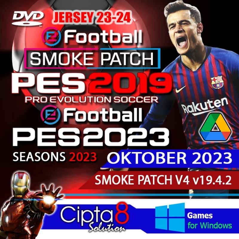 Jual PES 2019 + SMOKE PATCH V4 SEASON UPDATE 23-24 PRO EVOLUTION SOCCER ...
