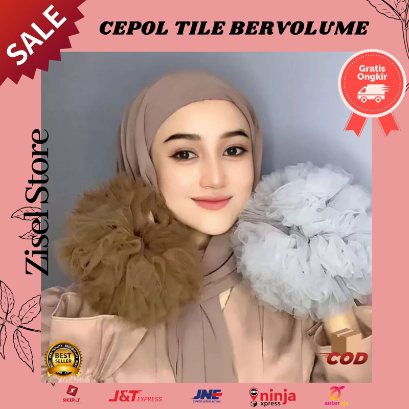 Jual CEPOL TILE BERVOLUME Scrunchie Hijab Jumbo Cepol Bervolume Ikat Rambut Tile | Shopee Indonesia
