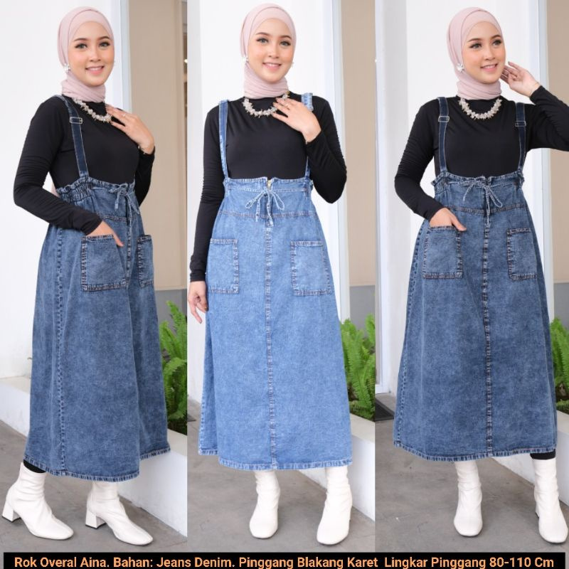 Jual Rok Jeans Denim Overall Aina | Shopee Indonesia