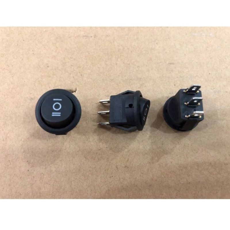 Jual Saklar Rocker Bulat Hitam Mini 3 Pin / Kaki On Off On Rocker ...