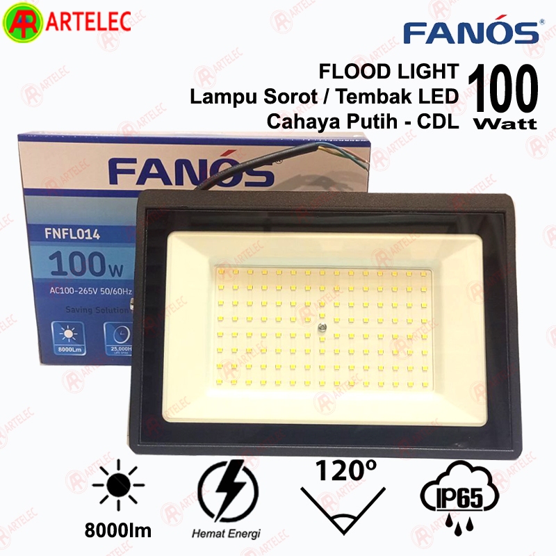 Jual lampu tembak led sorot FANOS 100w floodlight outdoor Led cahaya putih | Shopee Indonesia