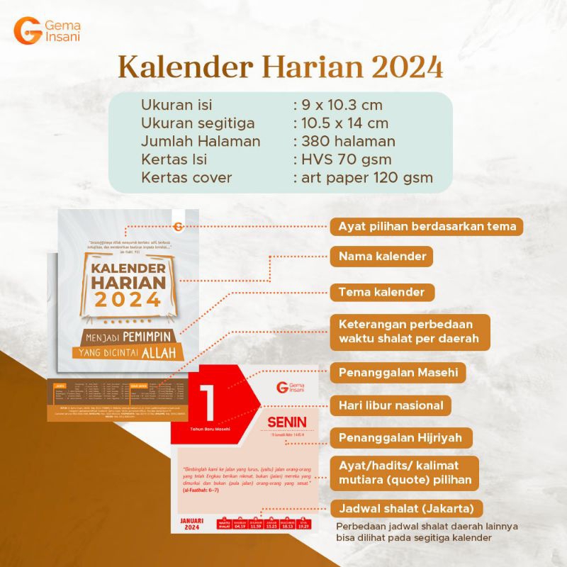 Jual Kalender Harian Muslim 2024 dan 2023 - Gema Insani | Shopee Indonesia