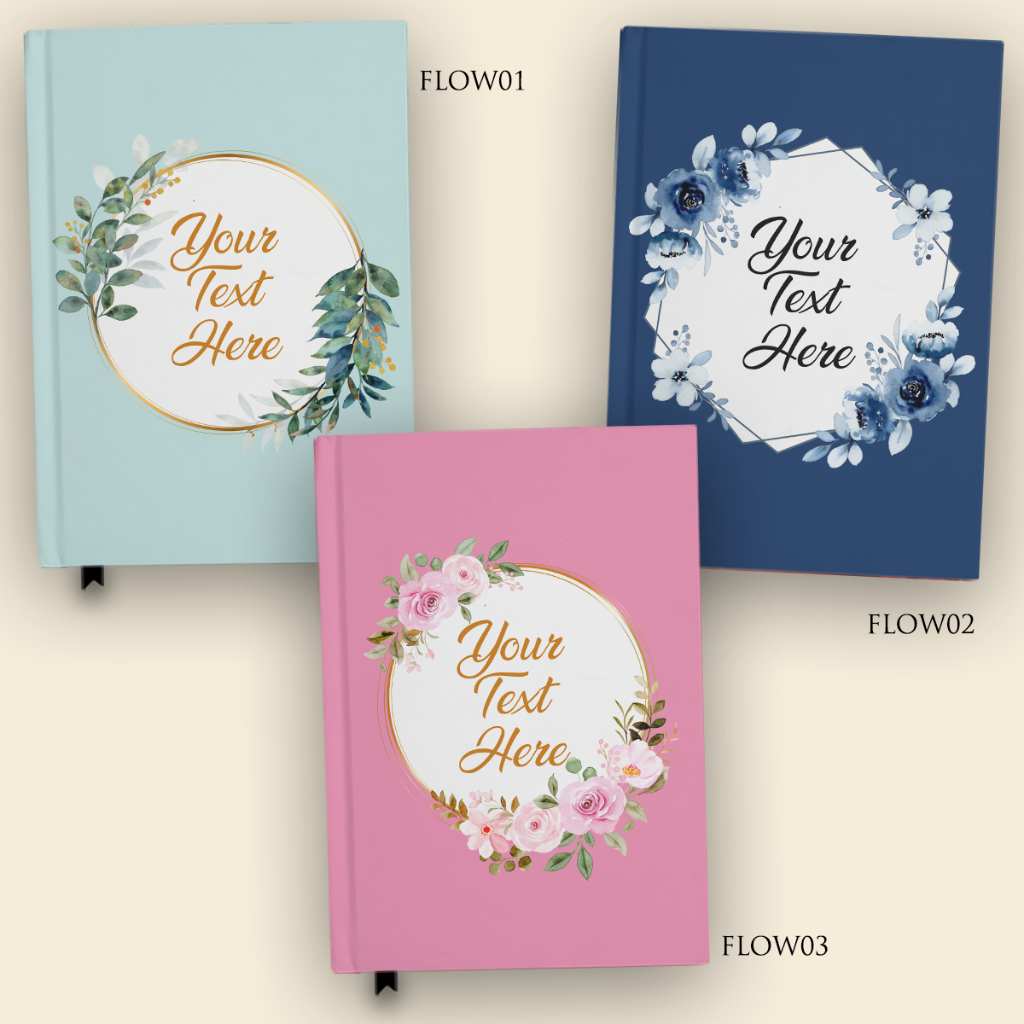 Jual Buku Catatan Notebook Aesthetic Floral Bunga Custom Nama Hardcover ...