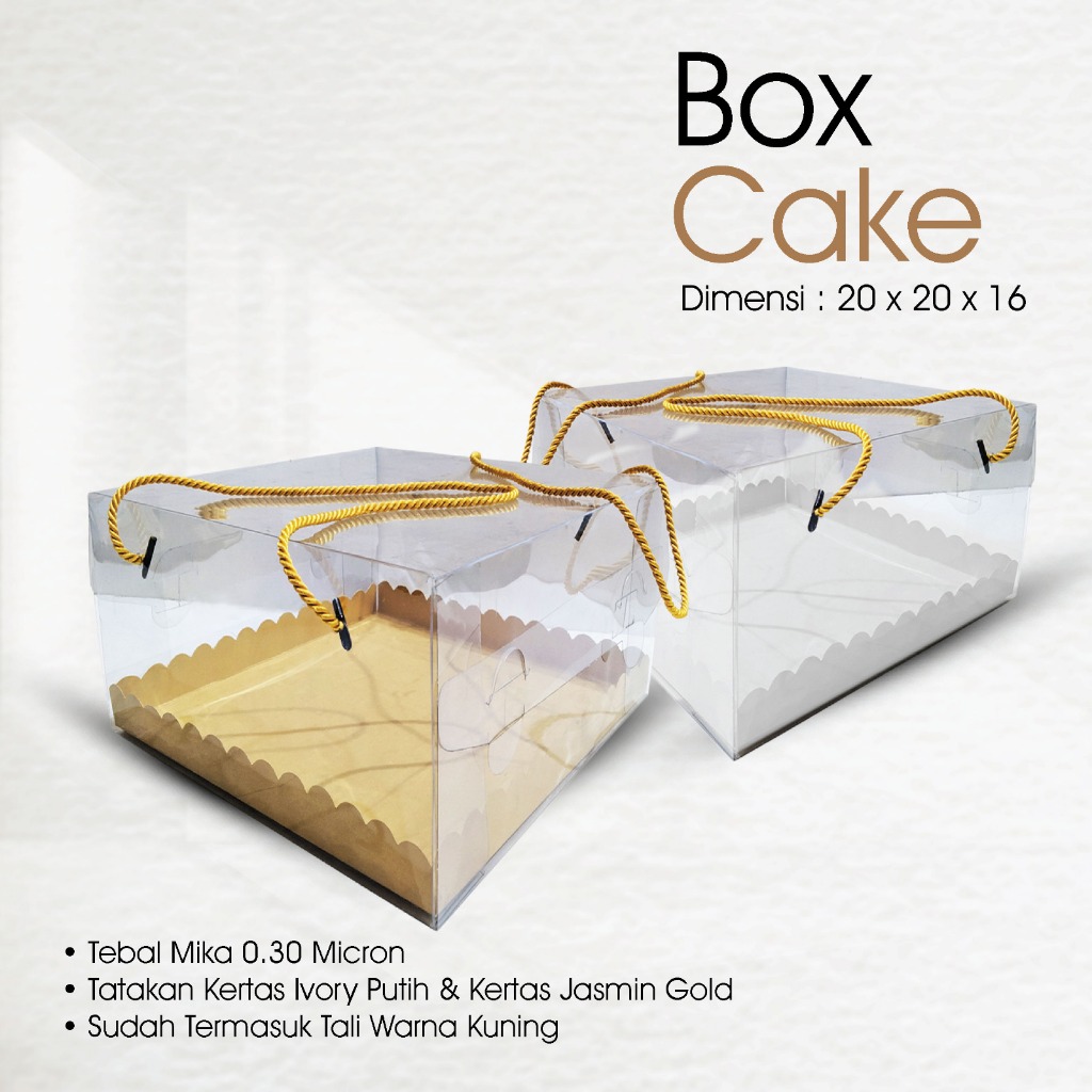 Jual kotak Mika kemasan Cake Uk. 20 x 20 x 16 Sudah Termasuk Tali ...