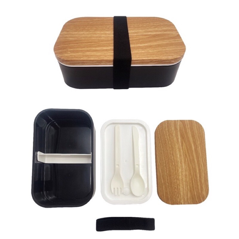 Jual lunchbox lunch kotak makan MINISO WOOD GRAIN DESIGN BENTO BOX ...