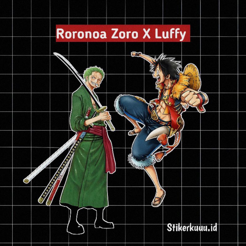Jual STIKER ONE PIECE RORONOA ZORO X LUFFY UKURAN 8 CM | Shopee Indonesia