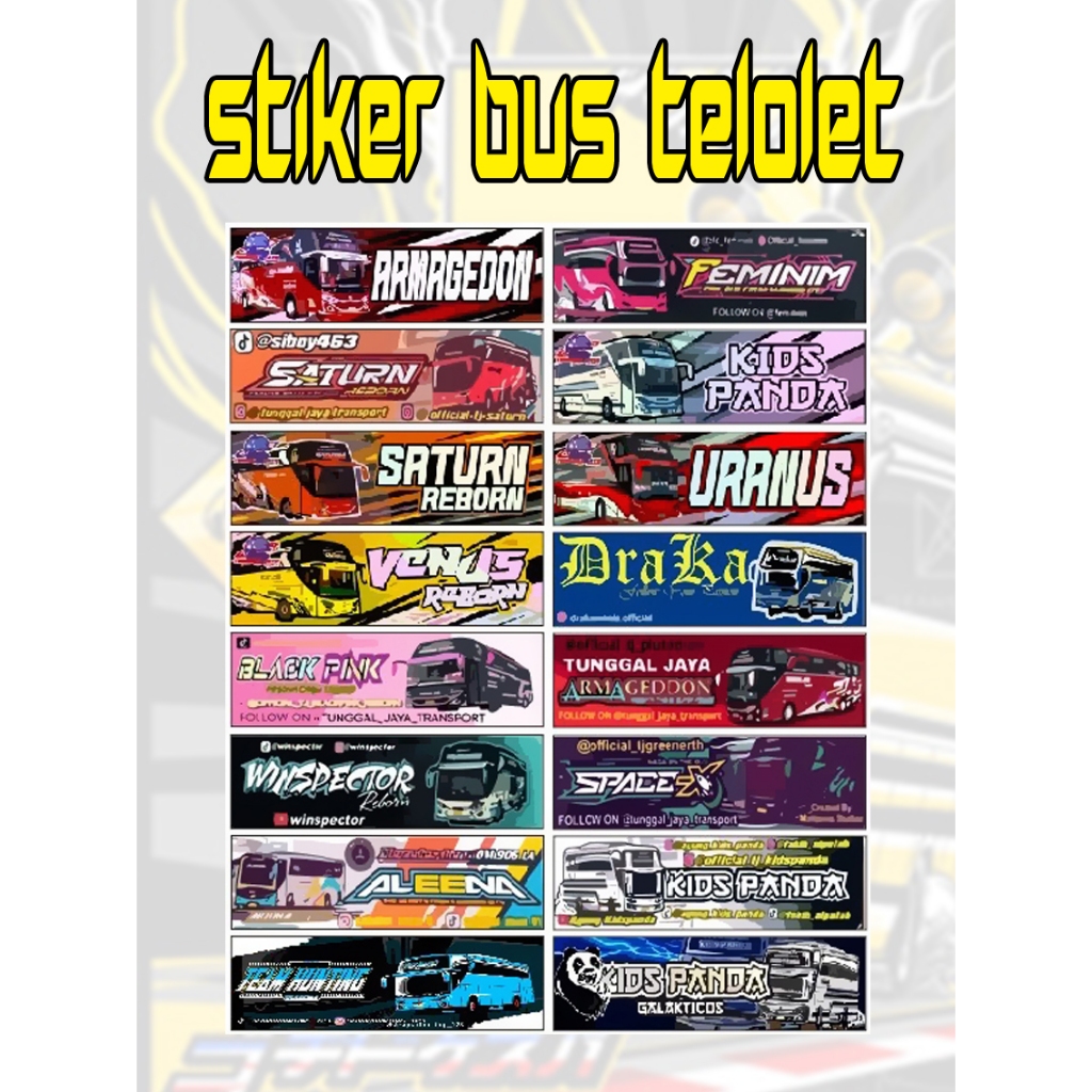 Jual Stiker Nama Bus Basuri Telolet Viral Isi 50 Pcs Ukuran Lanskap ...