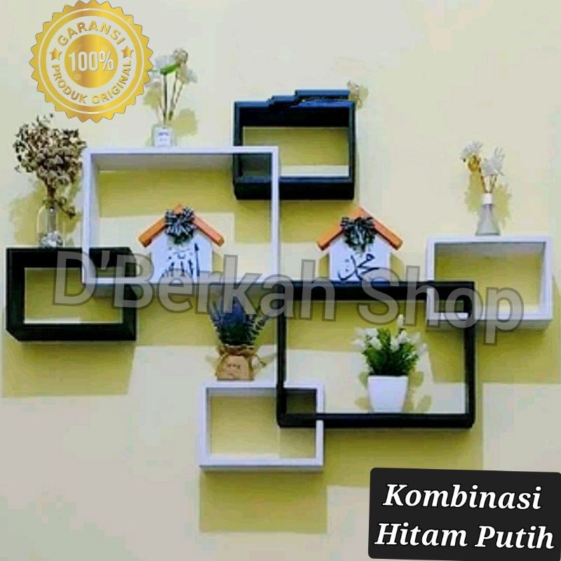 Jual Set Rak Dinding Tempel Isi 3 Rak Kayu Minimalis Kombinasi Warna ...