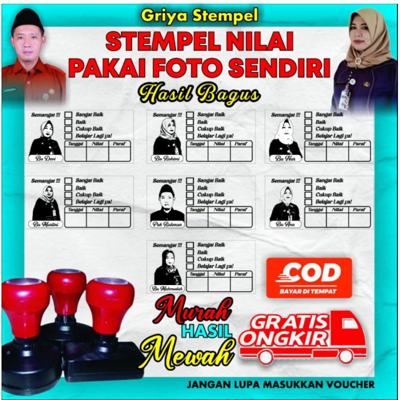 Jual stempel otomatis nilai guru pakai foto sendiri sd tk smp paud ...