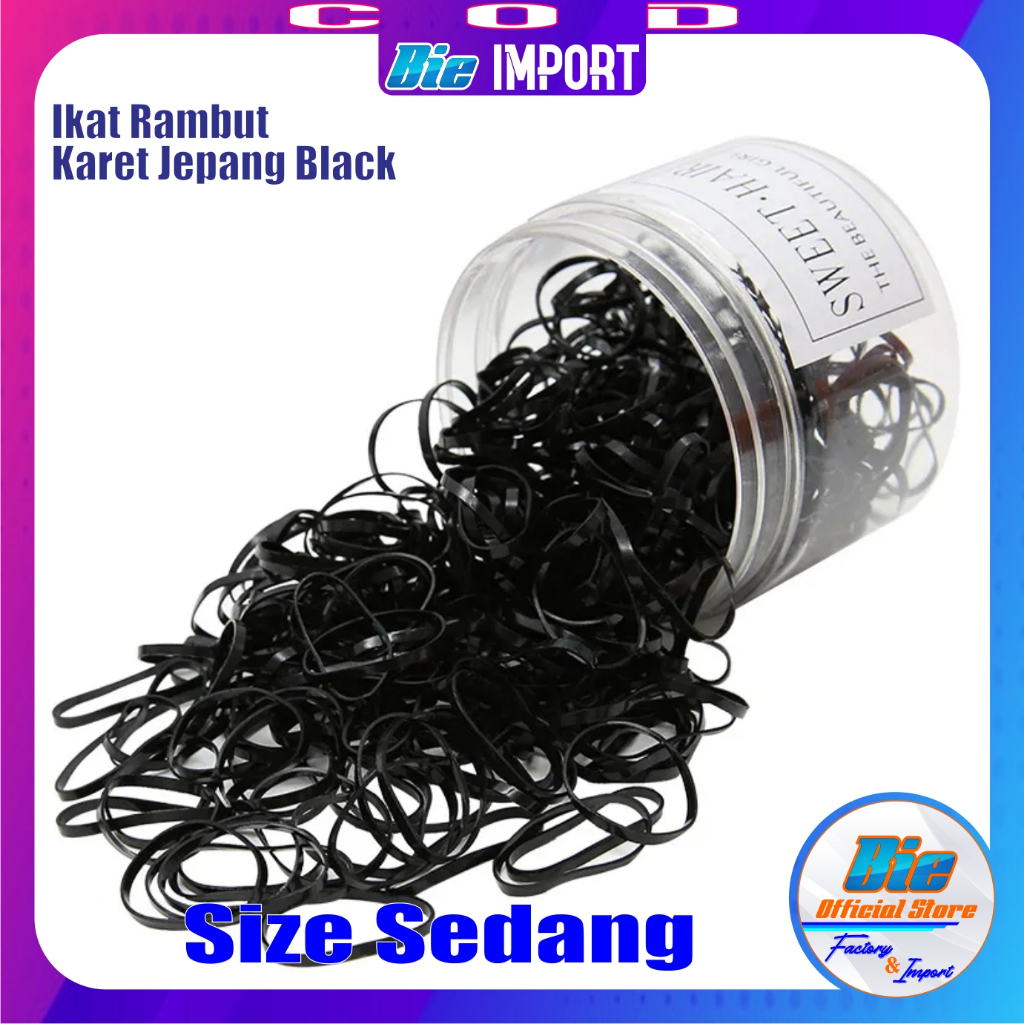 Jual 1000 Pcs Ikat Rambut Karet Jepang Black Color Impor Best Seller ...
