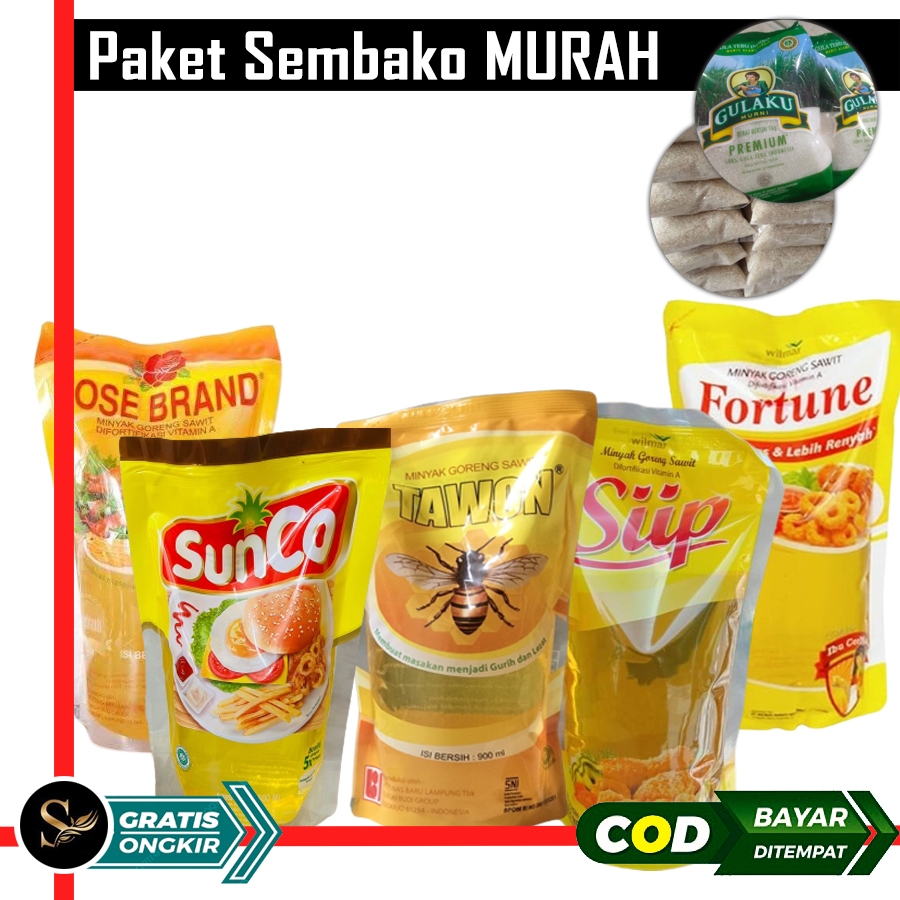 Jual [Paket Sembako Murah 1] Minyak Goreng Refil Kemasan 1 liter ...