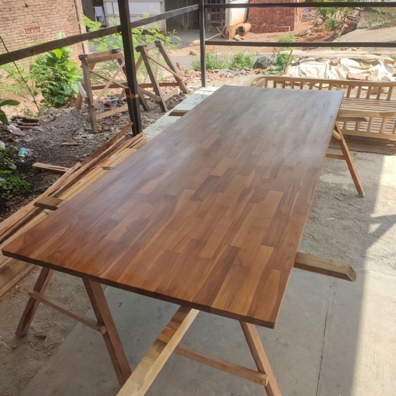 Jual custom 160x60 tebal 4cm papan laminasi kayu jati | Shopee Indonesia