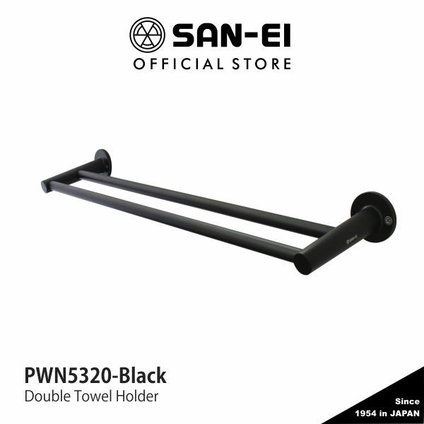 Jual SANEI Double Towel Holder PWN5320-Black | Gantungan Handuk | Shopee Indonesia