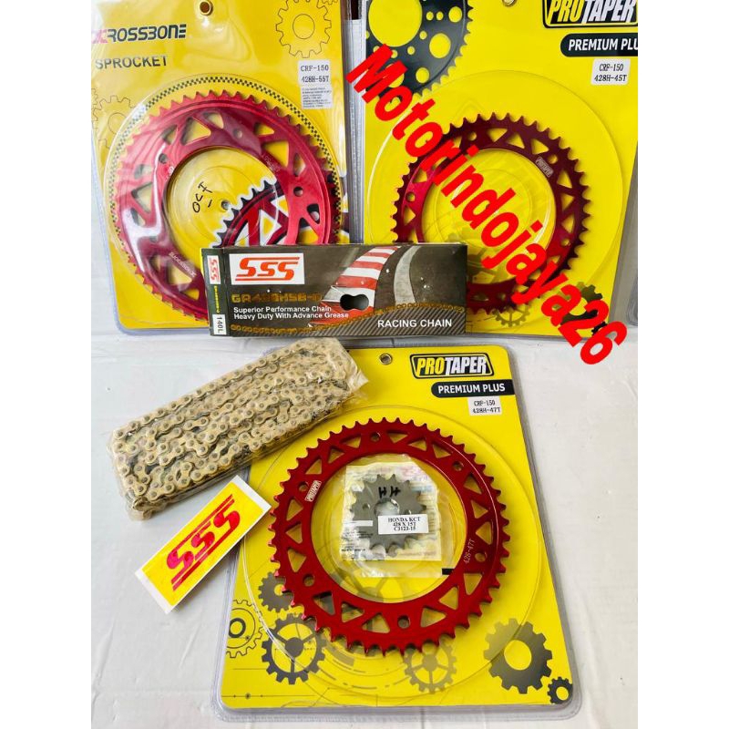 Jual Gear set CRF 150 L merah set Rantai gold SSS HEAVY DUTY CHAIN ...