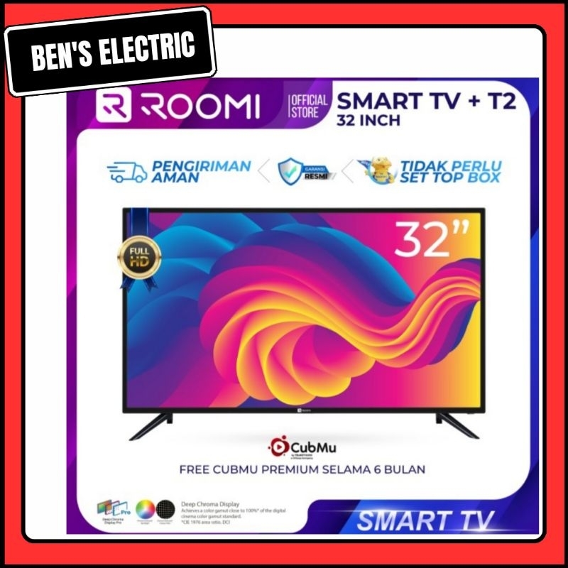 Jual smart TV led roomi digital tv DVB T2,bluetooth,LAN,WIFI 32 INCI GARANSI RESMI | Shopee ...