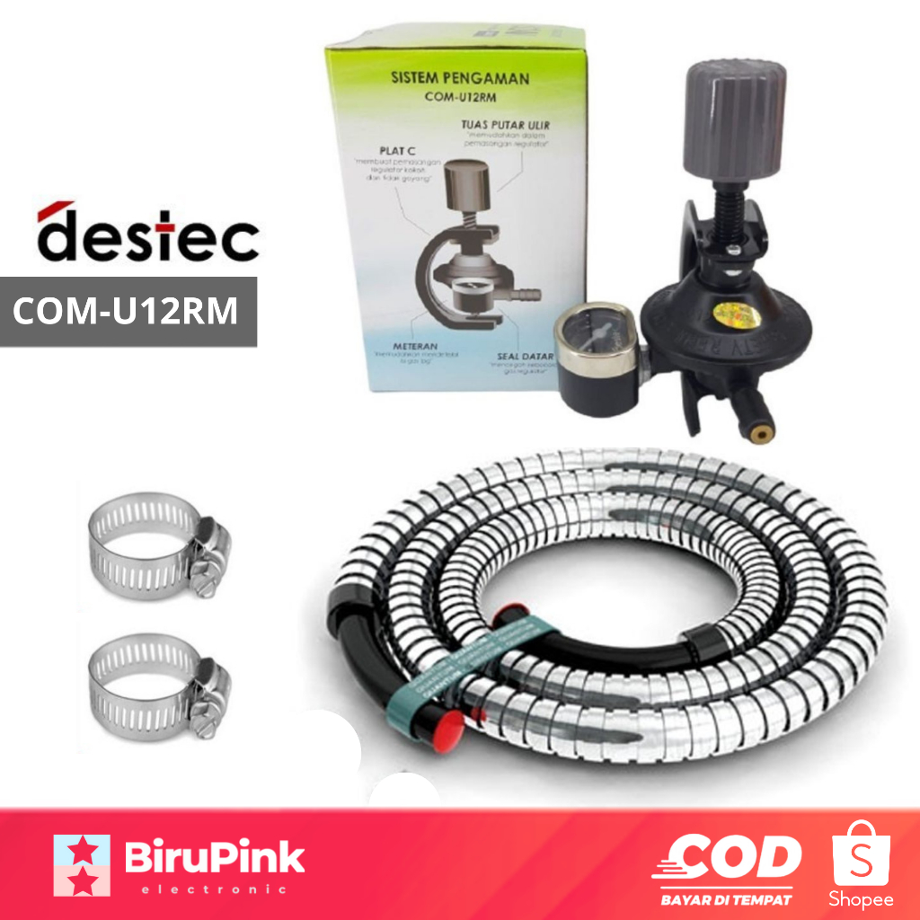 Jual Regulator Kompor Gas Anti Bocor Destec COM-201 Meter 1set Selang ...