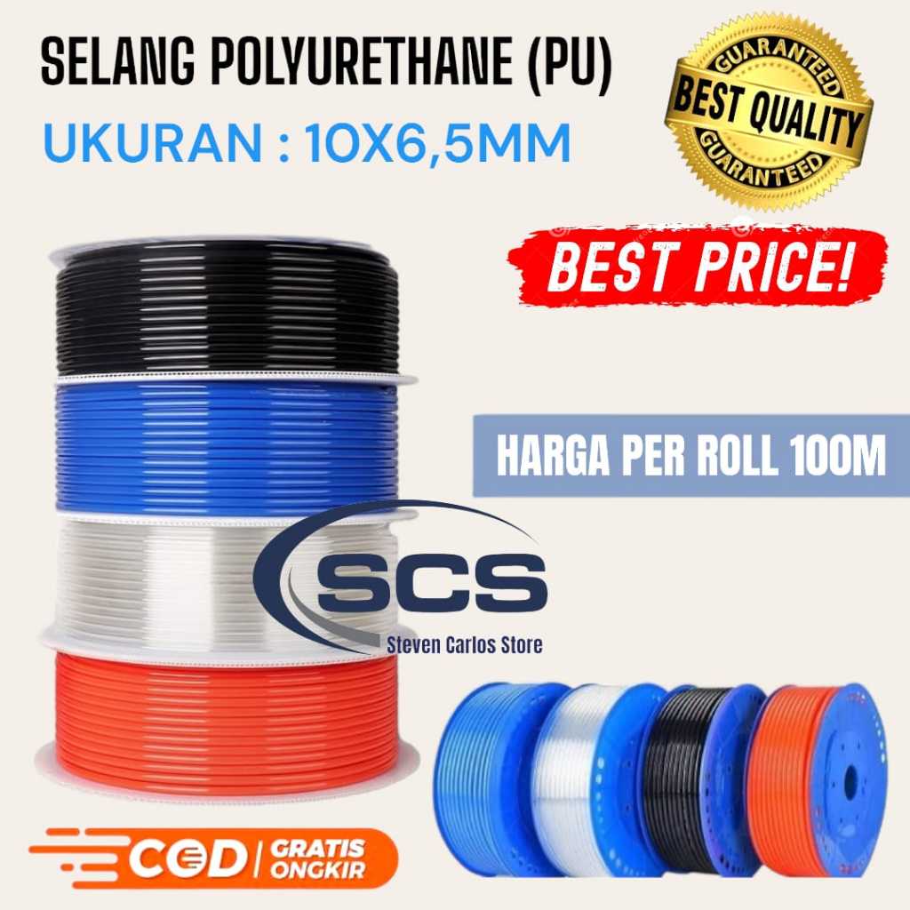 Jual SELANG ANGIN PNEUMATIC 10x6,5MM PU HOSE SELANG POLYURETHANE ROLL (PU) | Shopee Indonesia