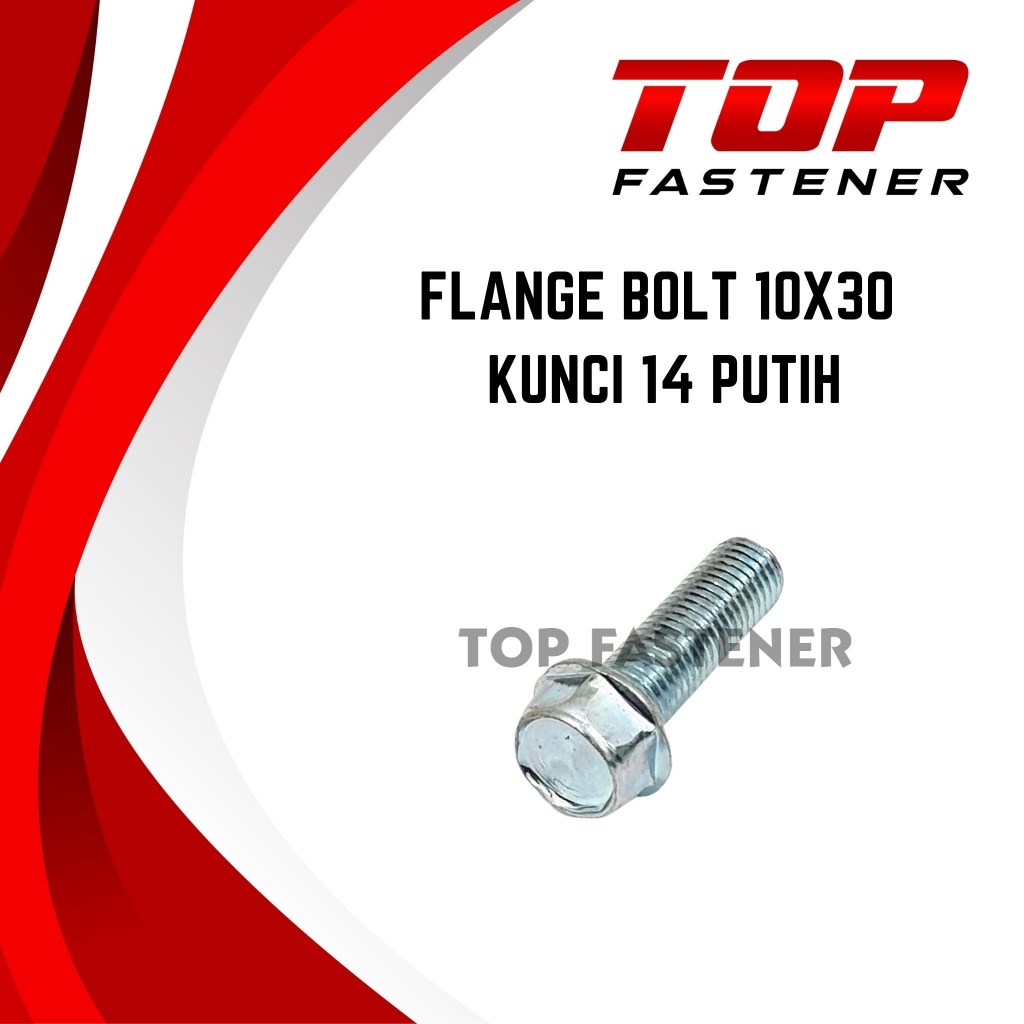 Jual BAUT TOPI FLANGE BOLT M10 10X30 KUNCI 14 PUTIH | Shopee Indonesia