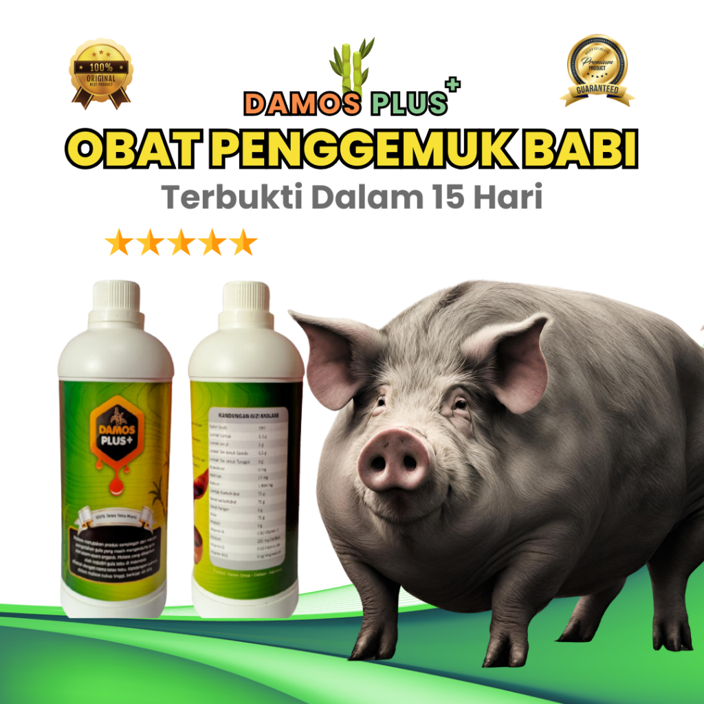 Jual DAMOS PLUS VITAMIN TERNAK BABI PENGGEMUK – MOLASE TETES TEBU ...