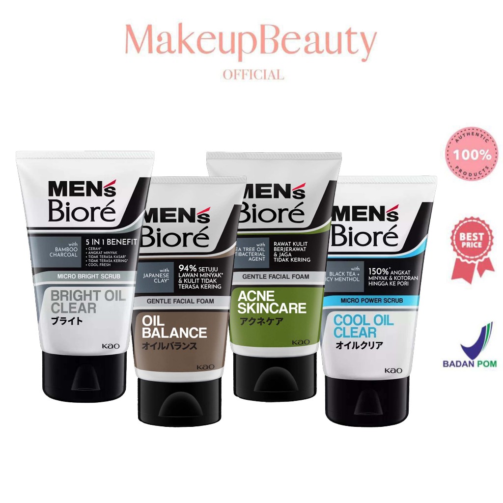 Jual BIORE Mens Gentle & Clean Facial Foam 100g - Acne | Bright | Cool | Oil | Shopee Indonesia